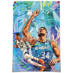 Giannis Antetokounmpo Poster Basketball Superstar Letter Bro Posters Wall Art Basketball Poster Canvas Print Home Living Room Bedroom Kids Room Decor Gift for basketball fans 16x24inch-Unframed