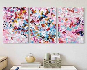 canvas wall art pink painting abstract paintings floral pictures for bedroom wall decor framed for living room office 12″x16″x3