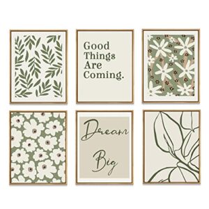 zzuyi 6 pcs green flower market canvas wall art poster , modern minimalist botanical flower home decor poster,flower vintage canvas poster wall art for living room, bed room, office wall decor – 8’’x10’’x6 pcs unframed