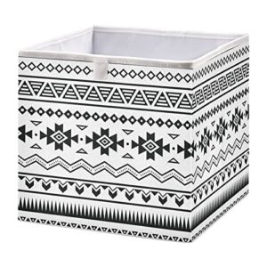 kigai cube storage bin tribal aztec navajo black foldable storage basket toy storage box for home organizing shelf closet bins, 11 x 11 x 11-inch