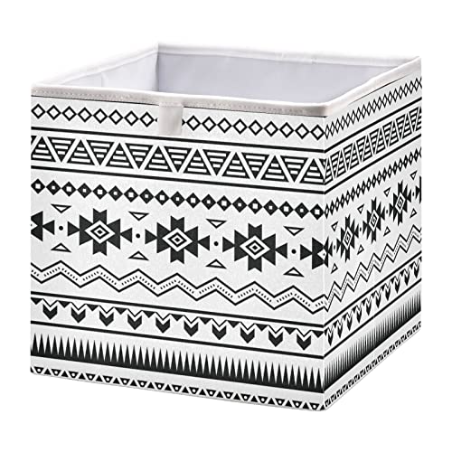 Kigai Cube Storage Bin Tribal Aztec Navajo Black Foldable Storage Basket Toy Storage Box for Home Organizing Shelf Closet Bins, 11 x 11 x 11-Inch