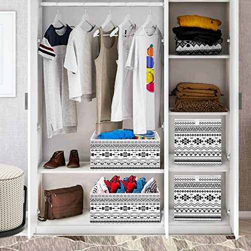 Kigai Cube Storage Bin Tribal Aztec Navajo Black Foldable Storage Basket Toy Storage Box for Home Organizing Shelf Closet Bins, 11 x 11 x 11-Inch