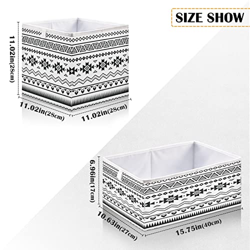 Kigai Cube Storage Bin Tribal Aztec Navajo Black Foldable Storage Basket Toy Storage Box for Home Organizing Shelf Closet Bins, 11 x 11 x 11-Inch