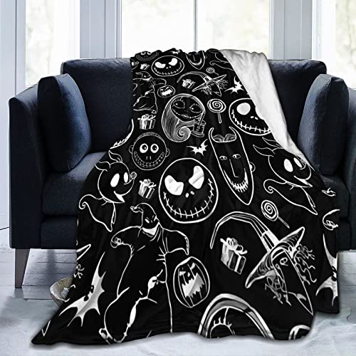 Hopynu Scary Christmas Throw Blanket Couch Bed Sofa Soft Lightweight Warm Cozy Flannel Fleece Bed Blanket Microfiber Furry Fluffy Beds Decoration, 50''x40''