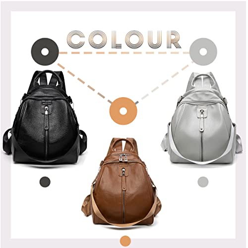 OFIHANLY Small Backpack Purse for Women Shoulder Bag PU Leather Medium Size Fashion Ladies Cute Anti Theft Travel Bag