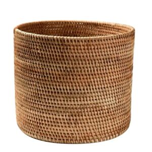 generic rattan storage basket rustic woven basket desktop garbage bin organizer sundries storage bin for bedroom office study room – size l, 9x9x8 inch