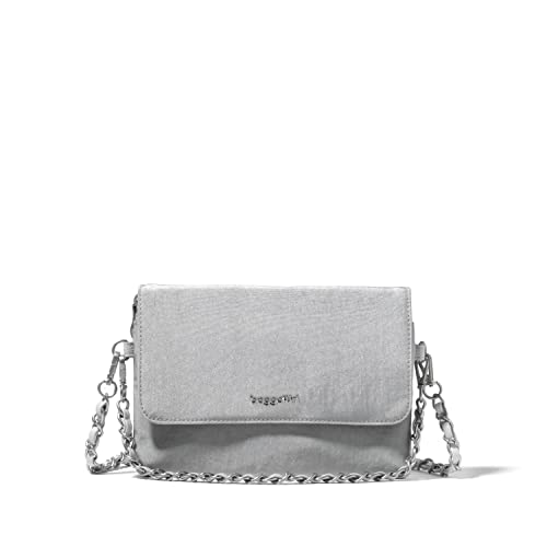 Baggallini Flap Crossbody w/Chain Silver Shimmer One Size