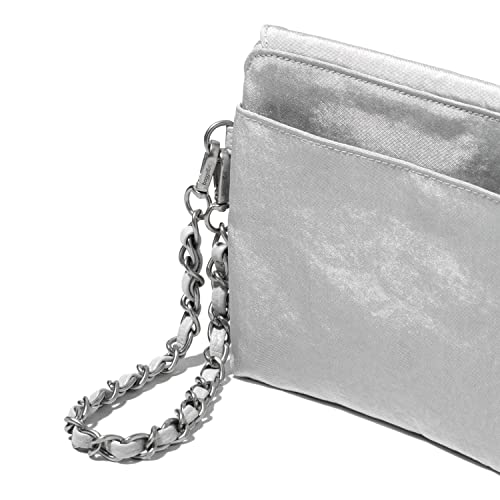 Baggallini Flap Crossbody w/Chain Silver Shimmer One Size