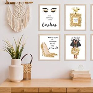 Gorgeous Fashion Wall Art Fashion Wall Decor Gold Bedroom Decor Girls Room Decor Bathroom Wall Decor Art Poster Perfume High Heels Poster Print Fashion Women Wall Decor (8x10 in Unframed, Black Gold)