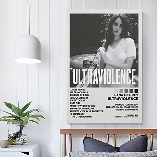 LUOWEI Lana Del Rey Posters Ultraviolence Poster Album Cover Poster for Room Aesthetic Canvas Art Poster and Wall Art Picture Print Modern Family Bedroom Decor Posters 12x18inch(30x45cm)