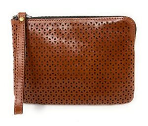 patricia nash perforated leather cassini wristlet, tan