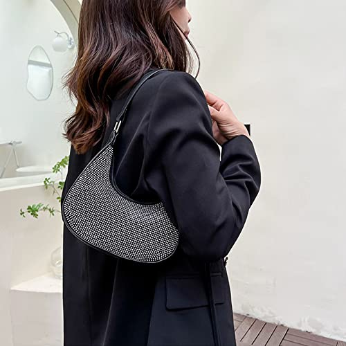 Rysmoclr Rhinestone Hobo Bag for Women Crystal Rhinestone Clutch Purses Bling Evening Bag Women's Shoulder Handbags Crossbody Bag