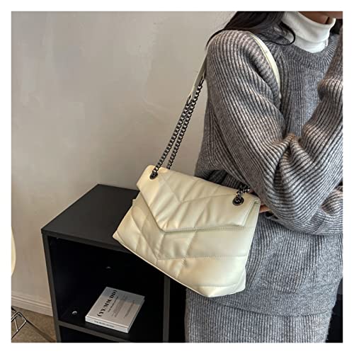 Womens Bag Fashion Leather Shoulder Bag Classic Women Bag Chain Shoulder Totes Handbag Winter Fashion Bags (Color : Black, Size : 12 * 7 * 4inch)