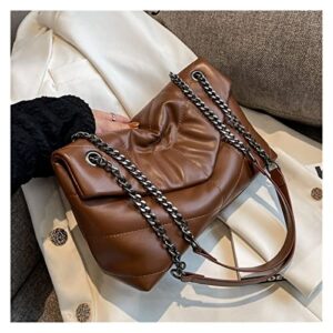 Womens Bag Fashion Leather Shoulder Bag Classic Women Bag Chain Shoulder Totes Handbag Winter Fashion Bags (Color : Black, Size : 12 * 7 * 4inch)