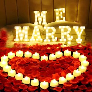 gyunjux marry me sign led light up letter led candle tealigth red rose petal valentine gift warm white leds proposal sign will you marry me sign wedding sign engagement sign romantic proposal decoration kit