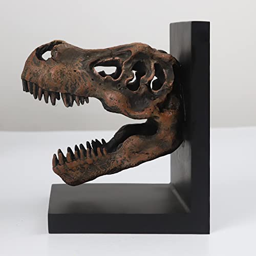 Tyrannosaurus Rex T-Rex Skull Bookend Decorative Book Decor,Home Decorative Resin Bookshelf,Paper Weights, Book Ends,Bookend Supports, Book Stopper,Desk Decor