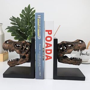 Tyrannosaurus Rex T-Rex Skull Bookend Decorative Book Decor,Home Decorative Resin Bookshelf,Paper Weights, Book Ends,Bookend Supports, Book Stopper,Desk Decor