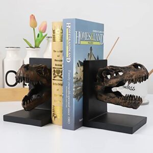 Tyrannosaurus Rex T-Rex Skull Bookend Decorative Book Decor,Home Decorative Resin Bookshelf,Paper Weights, Book Ends,Bookend Supports, Book Stopper,Desk Decor