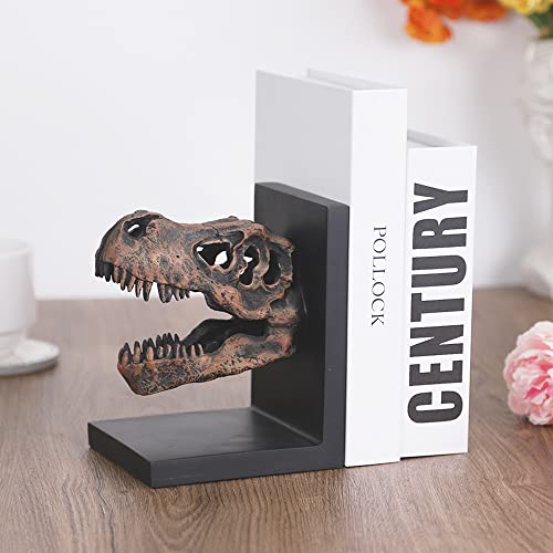 Tyrannosaurus Rex T-Rex Skull Bookend Decorative Book Decor,Home Decorative Resin Bookshelf,Paper Weights, Book Ends,Bookend Supports, Book Stopper,Desk Decor