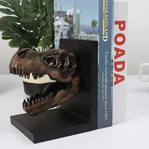 Tyrannosaurus Rex T-Rex Skull Bookend Decorative Book Decor,Home Decorative Resin Bookshelf,Paper Weights, Book Ends,Bookend Supports, Book Stopper,Desk Decor