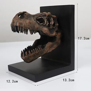 Tyrannosaurus Rex T-Rex Skull Bookend Decorative Book Decor,Home Decorative Resin Bookshelf,Paper Weights, Book Ends,Bookend Supports, Book Stopper,Desk Decor