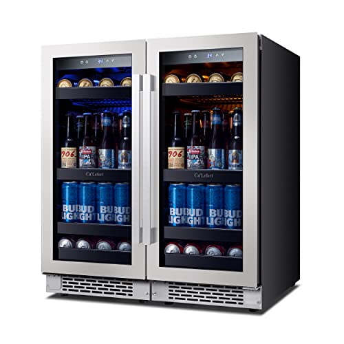 Ca'Lefort Beverage Refrigerator,15" Beverage Fridge and 15" Beverage Cooler Side-by-Side for Chilled Beer Soda or Wine, Built-In for Kitchen Office, Holds 200 Cans