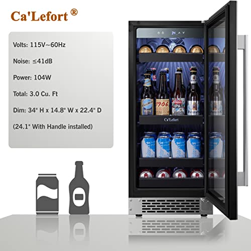 Ca'Lefort Beverage Refrigerator,15" Beverage Fridge and 15" Beverage Cooler Side-by-Side for Chilled Beer Soda or Wine, Built-In for Kitchen Office, Holds 200 Cans