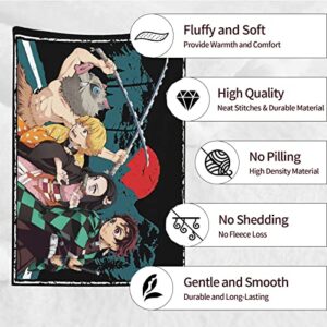 Fascinated Demon Blanket, Ultra Soft Nezuko Blanket Flannel, Durable Tanjiro Blankets, All Season Zunitsu Blanket, Anime Cartoon Unisex Throw Blanket for Office, Bedding, Living Room