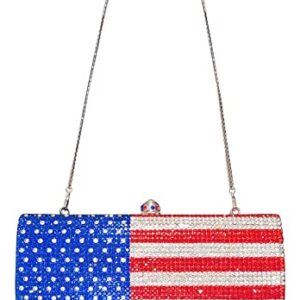 National Flag Crystal Clutch Purses Evening Bags Handbags for Women Formal Party USA American Flag Rhinestones Crossbody Bags Blue Red