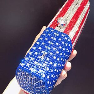 National Flag Crystal Clutch Purses Evening Bags Handbags for Women Formal Party USA American Flag Rhinestones Crossbody Bags Blue Red