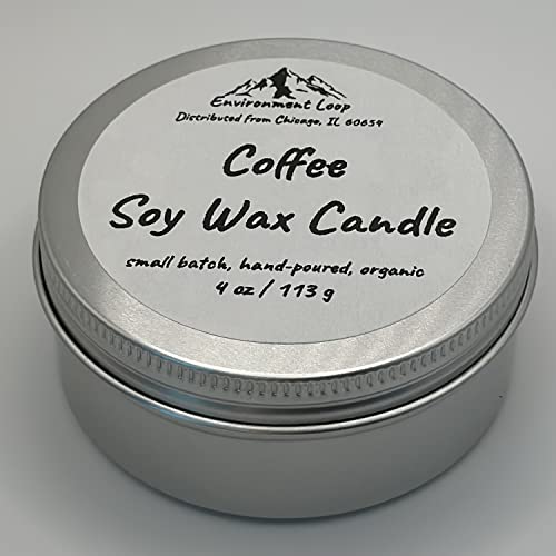 Hand-Poured Single Wick Soy Wax Candle (Coffee, 4 OZ Tin)