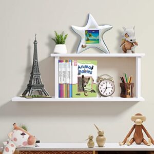 auykbvk large floating bookshelf,floating shelf white,wall mounted floating shelves farmhouse bathroom bedroom kitchen living room,toys and books storage organizer bookshelves nursery book shelves