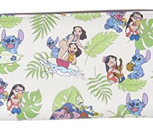 Loungefly Disney Lilo and Stitch Allover Print Zip Around Wallet