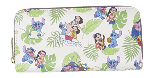 Loungefly Disney Lilo and Stitch Allover Print Zip Around Wallet