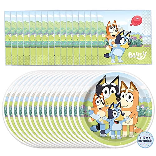 Unique Bluey Birthday Party Supplies | Serves 16 | Bluey Party Supplies | Bluey Birthday Decorations | Bluey Party Decorations | Bluey Plates and Napkins