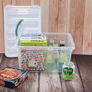 Hespama 8 Packs 14 Quart Latch Storage Box, Lidded Plastic Container with Handle, Clear