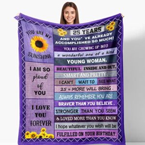 henazin 25th birthday gifts for women, 25th birthday decorations for women, 25th birthday, gifts for 25 year old, 25 birthday gift ideas, 25 yr birthday gifts, happy 25th birthday girl blanket 50″x60″