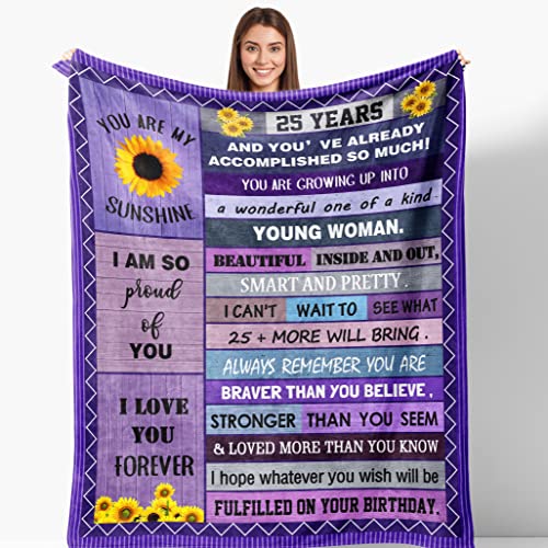 Henazin 25th Birthday Gifts For Women, 25th Birthday Decorations For Women, 25th Birthday, Gifts For 25 Year Old, 25 Birthday Gift Ideas, 25 Yr Birthday Gifts, Happy 25th Birthday Girl Blanket 50"X60"