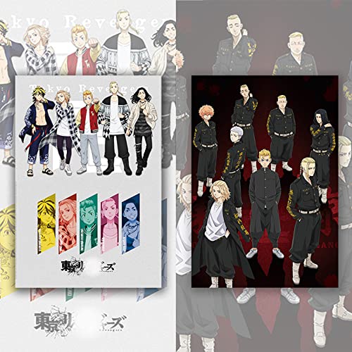 MiodiyaArt Anime Tokyo Poster 8 Pcs (with 50 pcs Anime Revengers Stickers) 16.5 x 11.5 inch Wall Decor Anime Merch Art Prints HD Posters for Fans