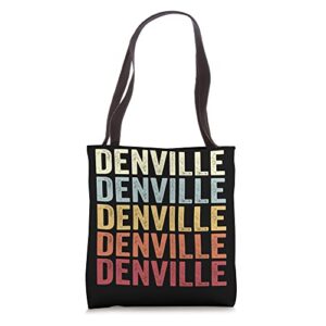 denville new jersey denville nj retro vintage text tote bag