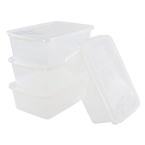 Bblina 4-pack Clear Plastic Latching Storage Box Tote Bins with Lids, 14 Quarts