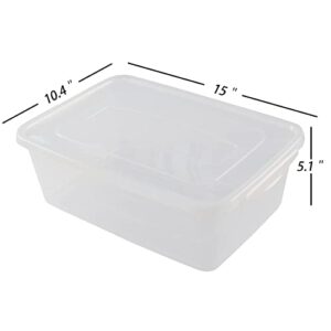 Bblina 4-pack Clear Plastic Latching Storage Box Tote Bins with Lids, 14 Quarts