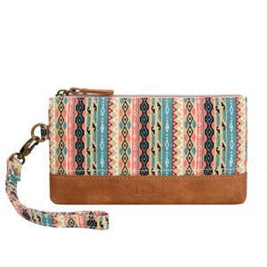 lecxci canvas wristlets bag clutch purses wallet slim credit card holder clutch with removable strap cell phone wallet (ethnic style-3)