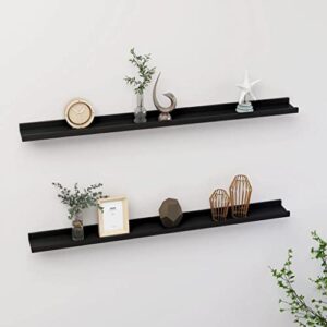 wall mounted floating shelves wall decor storage shelves invisible ledge hanging shelves picture frame ledge shelves wall shelves 2 pcs black 39.4″x3.5″x1.2″