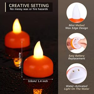 Zonon 20 Pcs Flameless Floating Candles Waterproof Floating Tealights Candles Warm Orange LED Flickering Candles Decor for Centerpiece Pool Wedding Party Bathtub Dinner