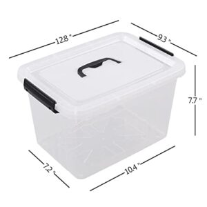 Saedy 12 Quart Latching Storage Box, 6 Pack, Plastic Storage Box Bin