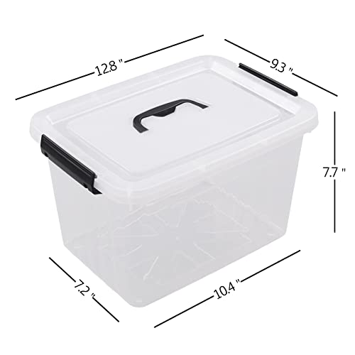 Saedy 12 Quart Latching Storage Box, 6 Pack, Plastic Storage Box Bin