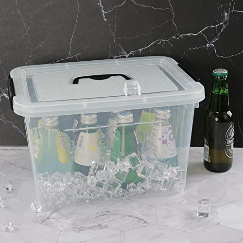 Saedy 12 Quart Latching Storage Box, 6 Pack, Plastic Storage Box Bin