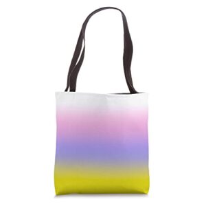 white to pink to purple to yellow gradient ombre tote bag