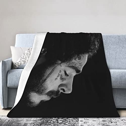 Post Malone Blanket Black Soft Throw Blanket Lightweight Cozy Microfiber Flannel Throw Blanket for Bed Couch Chair Living Room Post Malone Merch Fan Gift 80x60 in